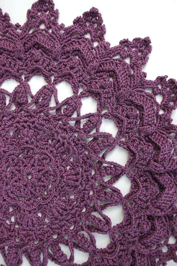 Purple crochet doily stock photo. Image of craft, handcrafting - 5359438