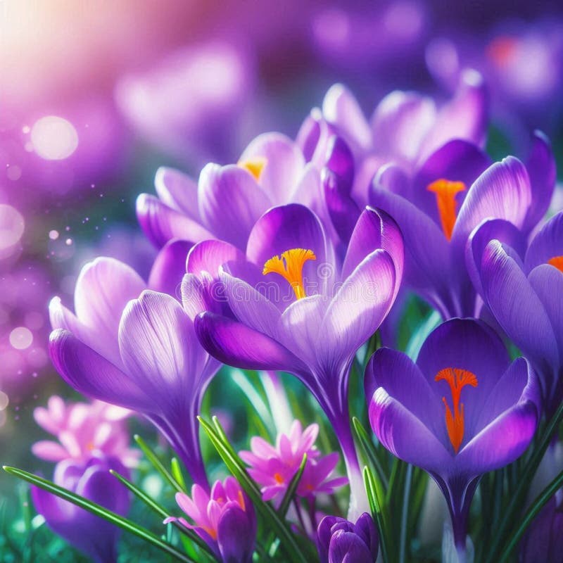 Purple Crocus Flower Background Wallpaper. Mobile Wallpaper Stock ...