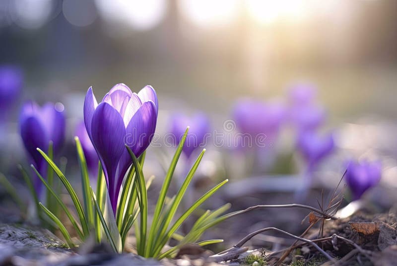 Purple Crocus Flower Purple Crocus Flowers Spring Crocus Flowers Stock ...