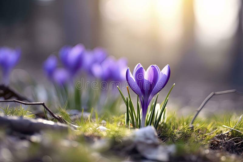 Purple Crocus Flower Purple Crocus Flowers Spring Crocus Flowers Stock ...