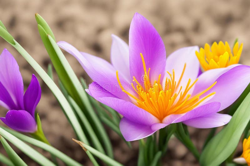 Purple Crocus Flower Purple Crocus Flowers Spring Crocus Flowers Stock ...
