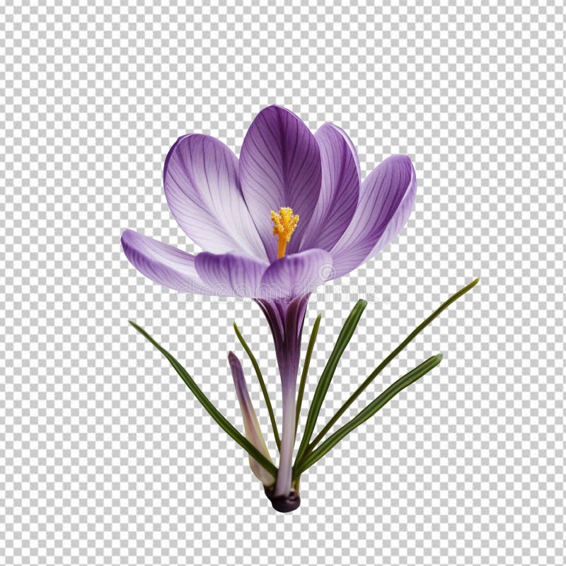Purple Crocus Flower Isolated on Transparent Background Stock ...