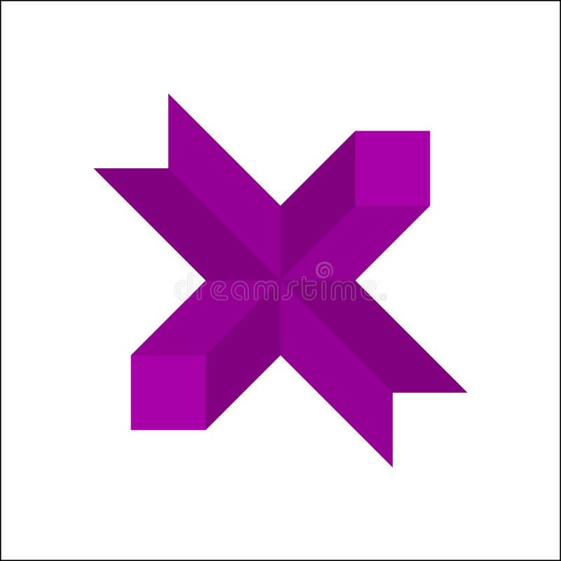 Purple X Cross Symbol on White Background. Stock Illustration ...