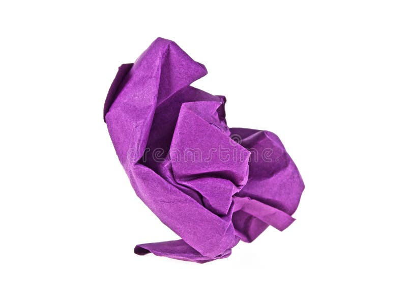 Purple Crumpled Paper Isolated on White Background Stock Photo - Image ...