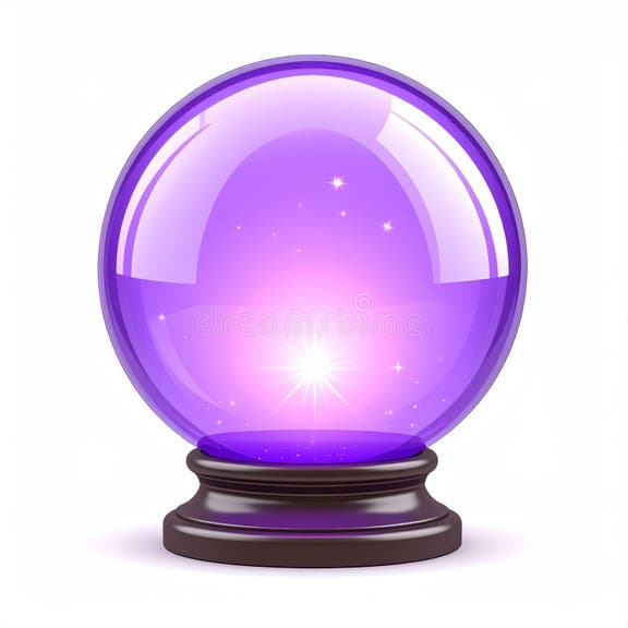 Purple Crystal Ball on Dark Base Stock Illustration - Illustration of ...