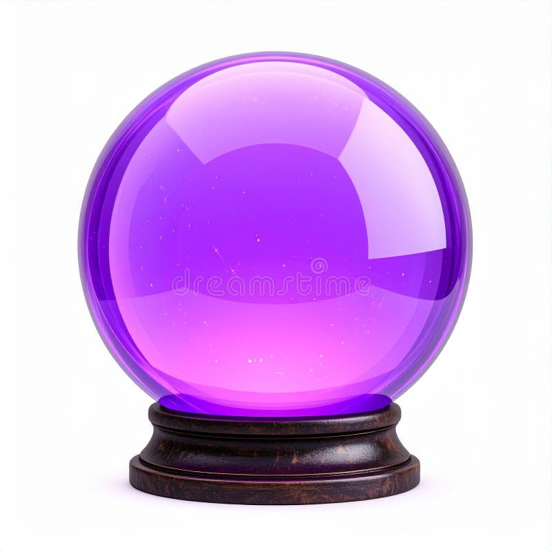 Purple Crystal Ball on Dark Wooden Base Stock Illustration ...