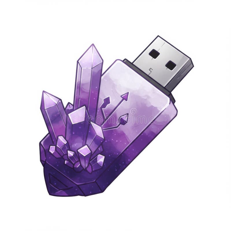 Purple Crystal Embellished Usb Drive Flash Memory Stick on a White ...