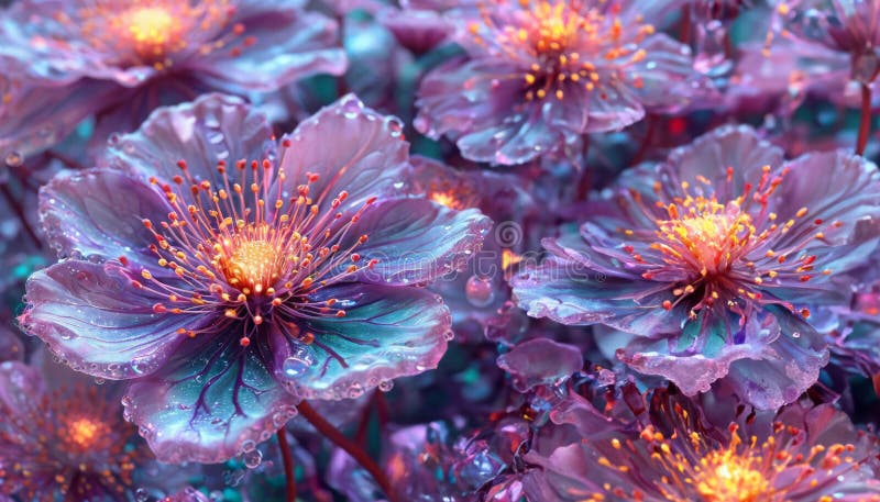 Purple Crystal, Glass, Magic Flowers Stock Illustration - Illustration ...