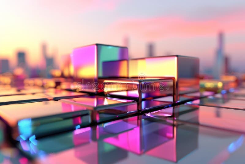 Purple Crystal Grid: Abstract Geometric Background with Rectangular ...