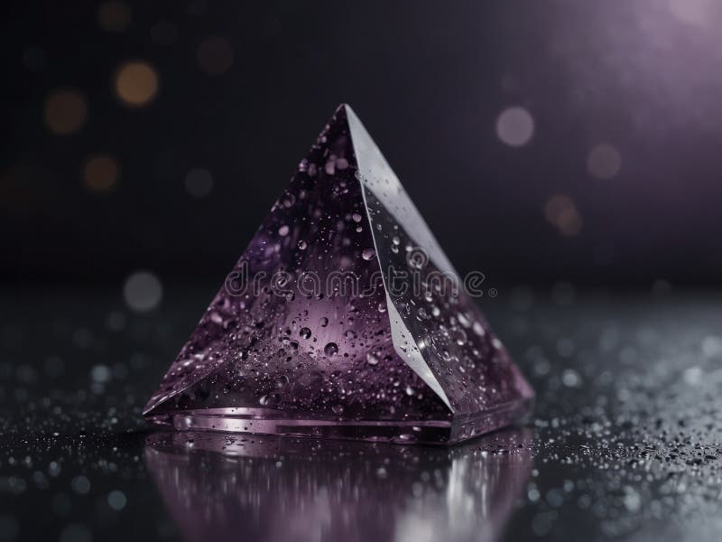 Purple Crystal Triangle with Bubbles and Light. Stock Photo - Image of light, triangle: 332255418