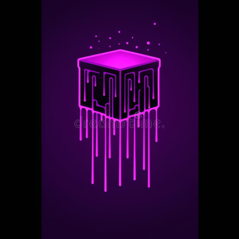 A Purple Cube with Dripping Liquid on it Stock Illustration ...