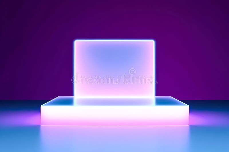 Purple Cube is Lit Up with Neon Lights. Stock Photo - Image of ...
