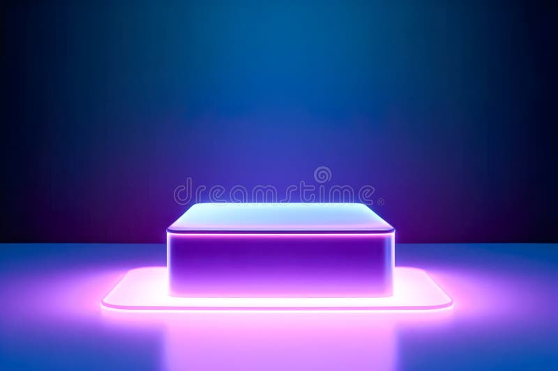 Purple Cube is Lit Up with Neon Lights. Stock Image - Image of ...