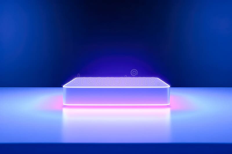 Purple Cube is Lit Up with Neon Lights. Stock Image - Image of ...