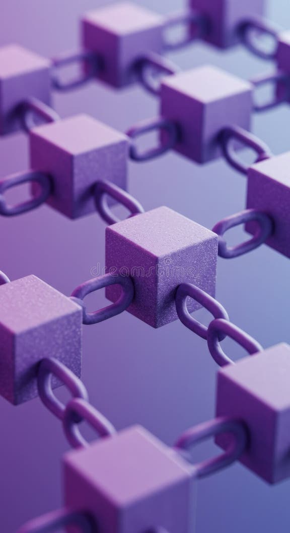 Purple Cubes Linked in a Chain Network Stock Illustration - Illustration of cube, network: 383537563
