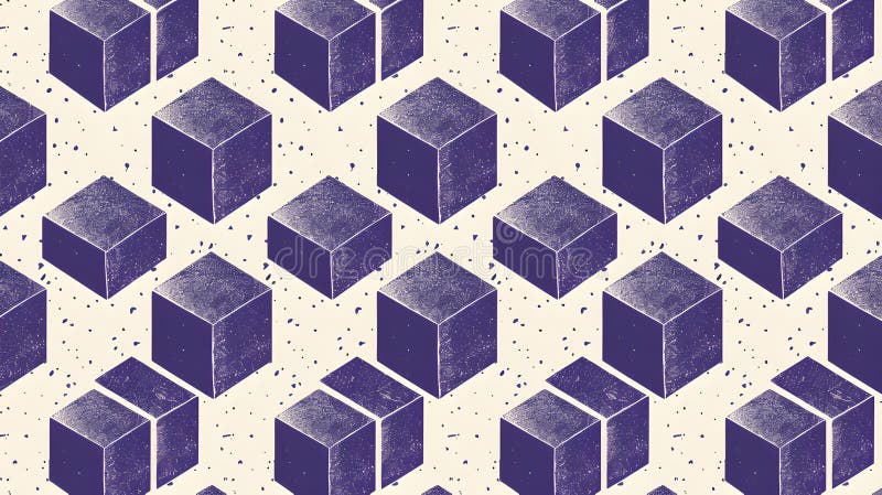 Purple Cubes Pattern on a Cream Background Stock Vector - Illustration ...