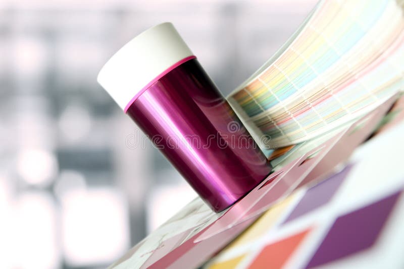 Purple Cup with Palette in the Office of Modern Designer Stock Photo ...