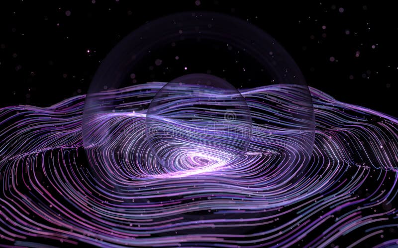 Purple Curve Lines Vortex with Huge Bubble, 3d Rendering Stock ...