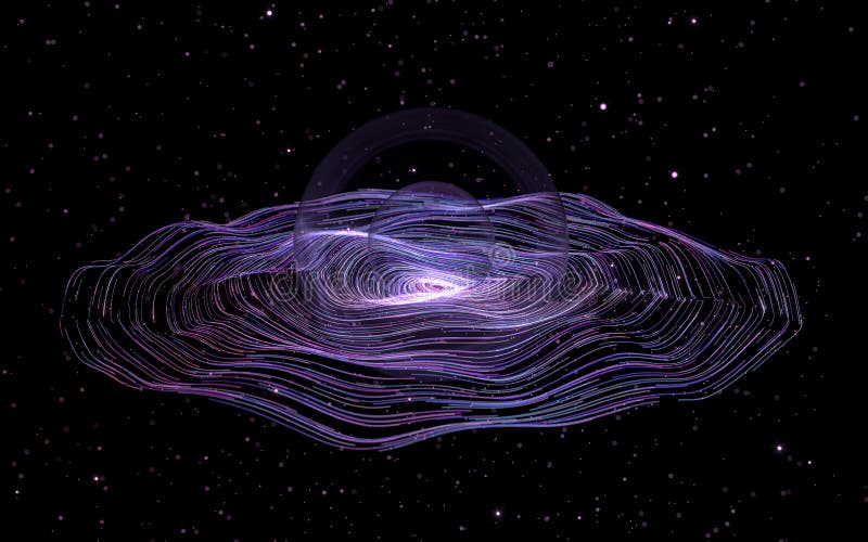 Purple Curve Lines Vortex with Huge Bubble, 3d Rendering Stock ...
