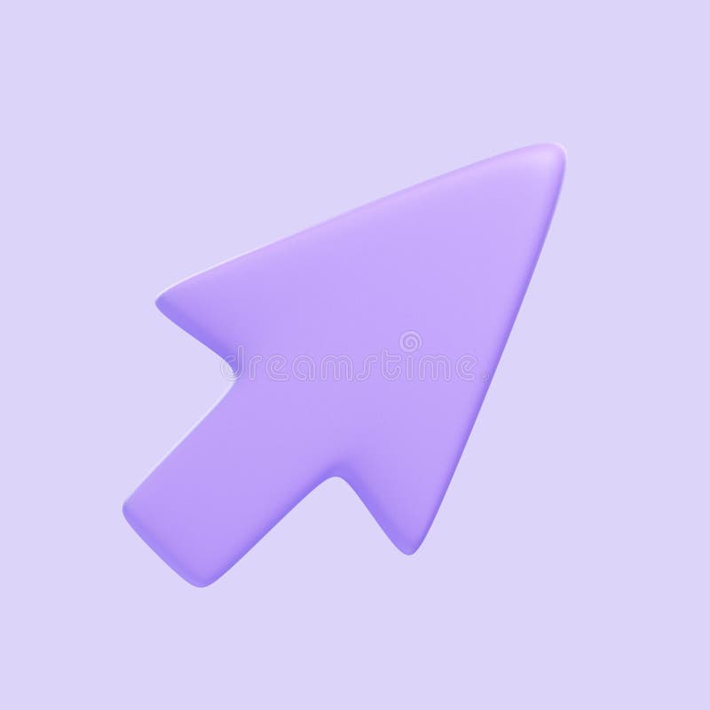 Purple 3D Arrow Cursor Icon on Lavender Background Stock Illustration ...