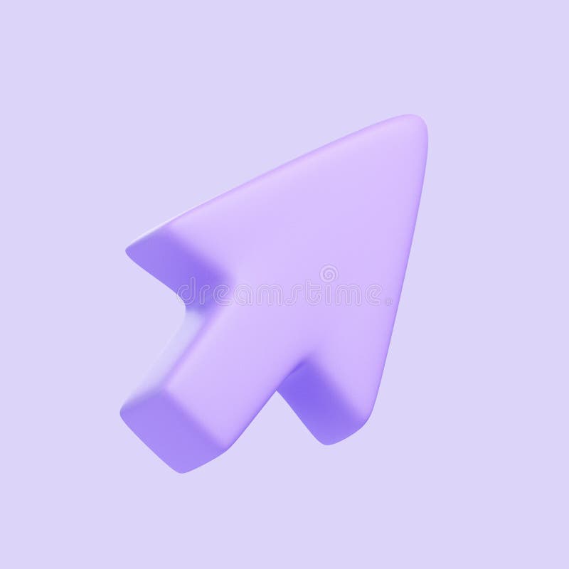 Purple 3D Arrow Cursor Icon on Lavender Background Stock Illustration ...