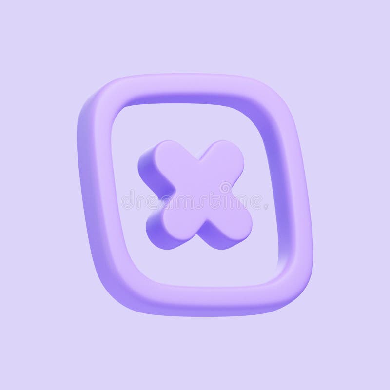 Purple 3D Cancel Icon in Square Frame Stock Illustration - Illustration ...