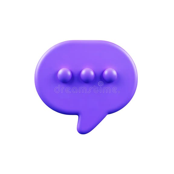 Purple 3D Chat Bubble with Three Dots Indicating Typing Message Speech ...