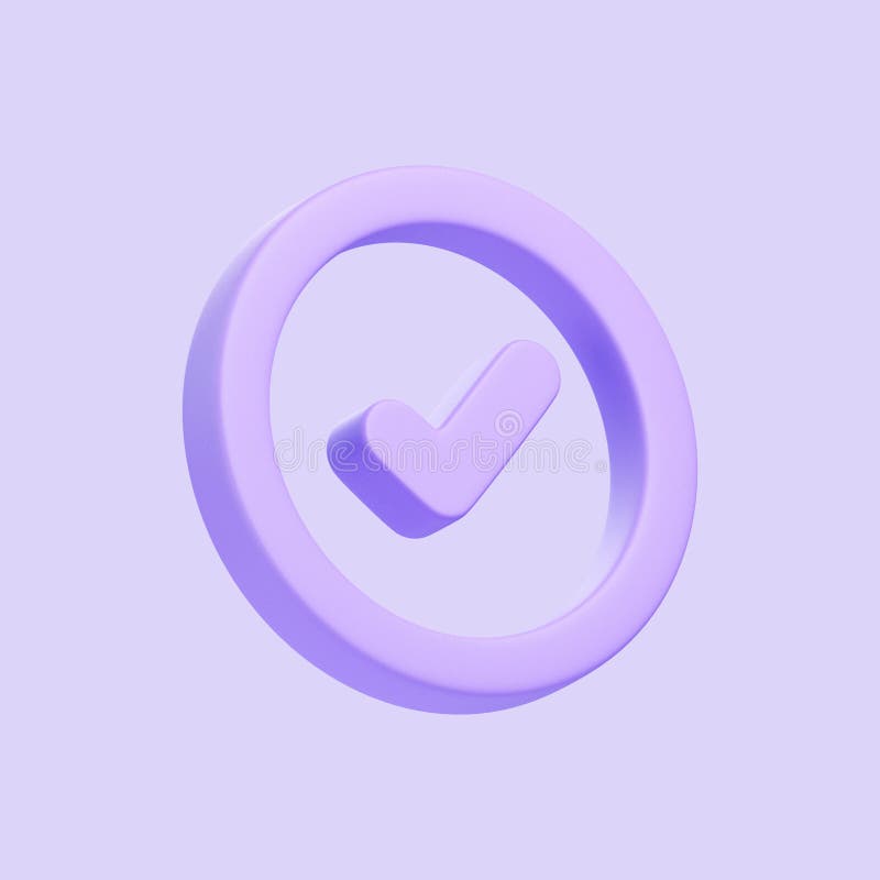Purple 3D Checkmark Icon in Circle Stock Illustration - Illustration of ...