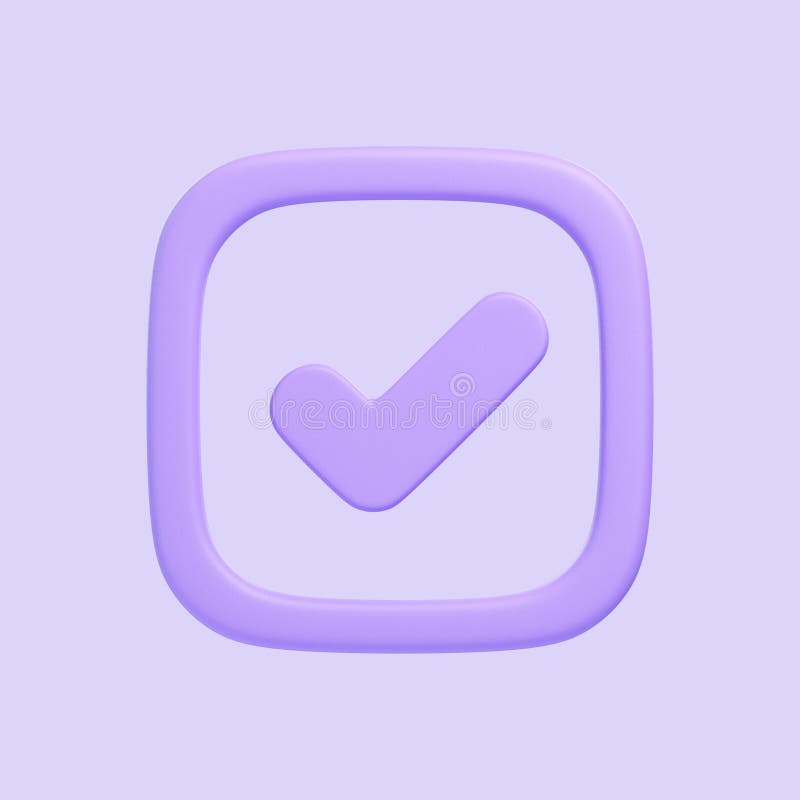 Purple 3D Checkmark Icon in Square Frame Stock Illustration ...