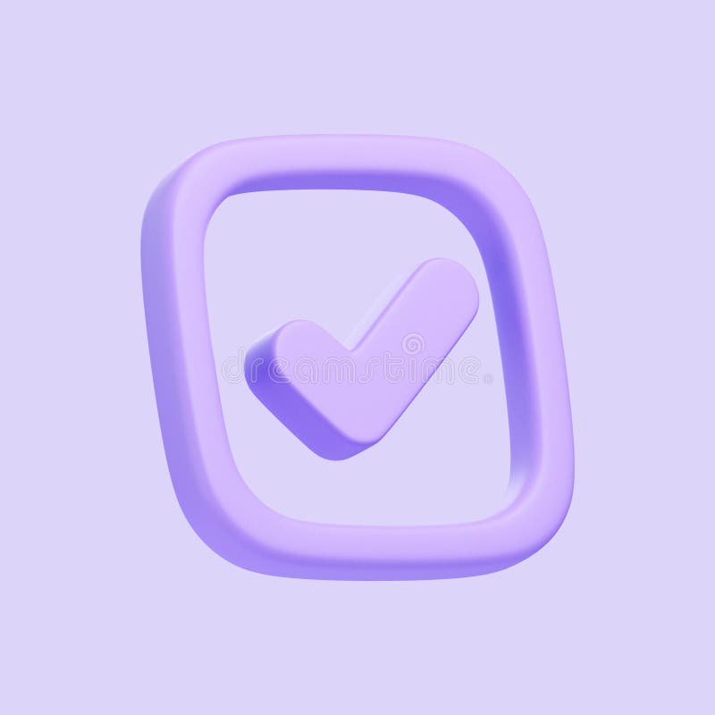 Purple 3D Checkmark Icon in Square Frame Stock Illustration ...