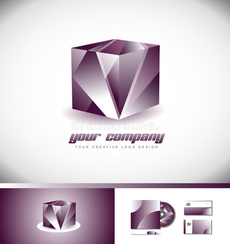 Purple 3d Cube Logo Icon Design Vector Stock Vector - Illustration of ...