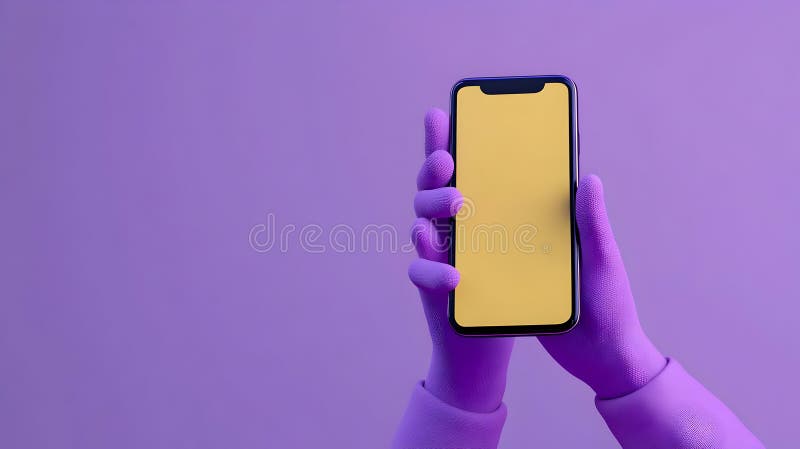 Purple 3D Hands Holding Smartphone Illustration Stock Illustration ...