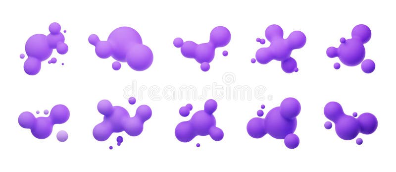 Purple 3D Morphing Balls. Liquid Blobs Like Lava Lamp. Fluid 3D ...