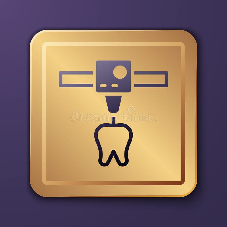 Purple 3D Printer Tooth Icon Isolated on Purple Background. 3d Printing ...