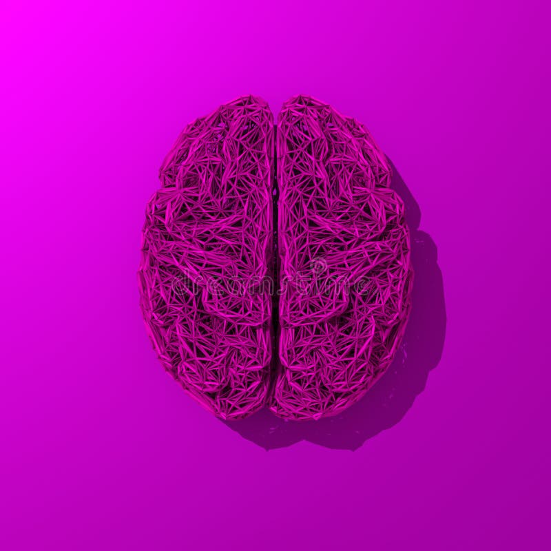 3D Rendered, Purple Brains 3d Model Render, Low Poly Illustrati Stock ...