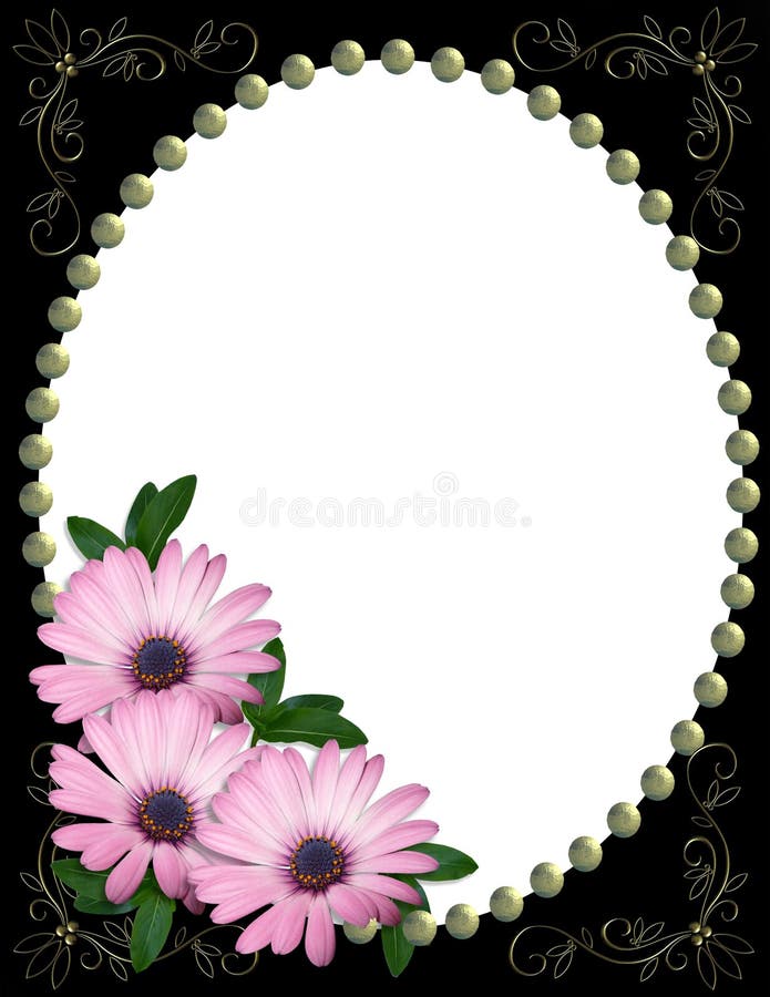 Daisy Border Wedding Invitation Stock Illustration - Illustration of ...