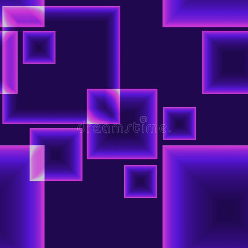 Purple Dark Seamless Pattern with Shining Neon Squares Stock Vector ...