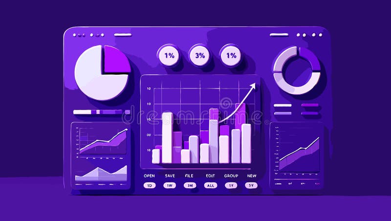 A Purple Dashboard Displays Charts and Graphs of Data Analysis, Ai ...