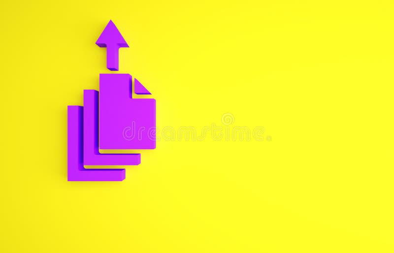 Purple Data Export Icon Isolated on Yellow Background. Minimalism ...