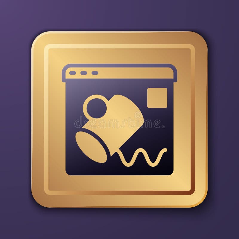 Purple Data Visualisation Icon Isolated on Purple Background. Gold ...