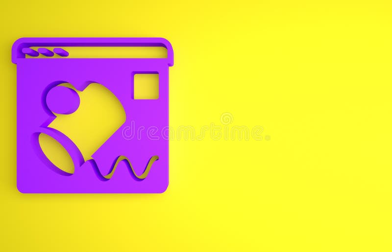 Purple Data Visualisation Icon Isolated on Yellow Background ...