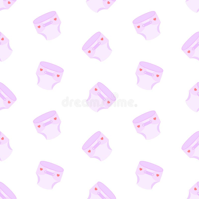 Purple Diapers Vector Seamless Pattern. Diaper Angles, Diaper Changing ...