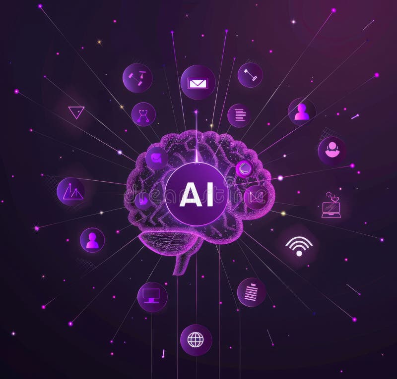 Digital Brain with AI Chip on Circuit Board Representing Artificial Intelligence and Technology ...