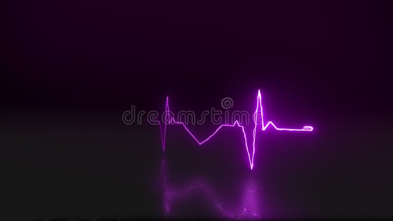 Purple Digital Cgi Heart Beat Against Black Background. Animated ...