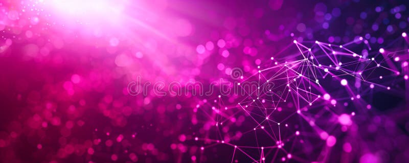 Purple Digital Network with Dynamic Connections and Glowing Nodes ...