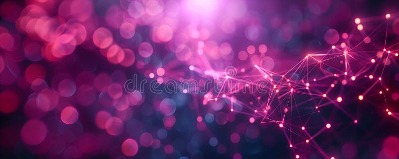 Purple Digital Network with Dynamic Connections and Glowing Nodes ...