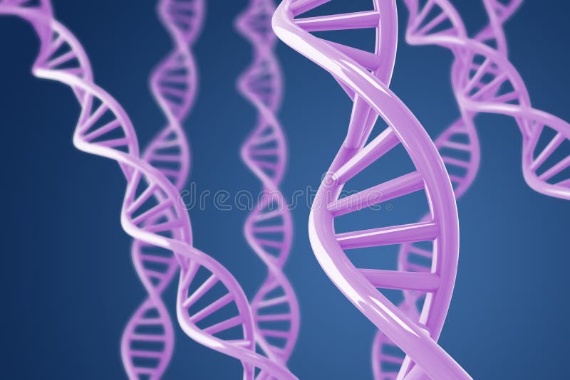 Purple DNA Helices on a Blue Background Stock Illustration ...