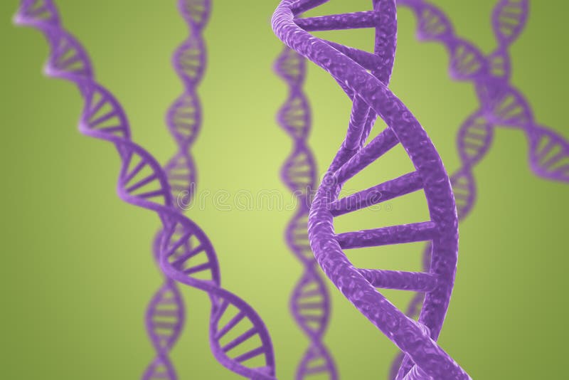Purple DNA Helices on a Green Background Stock Illustration ...