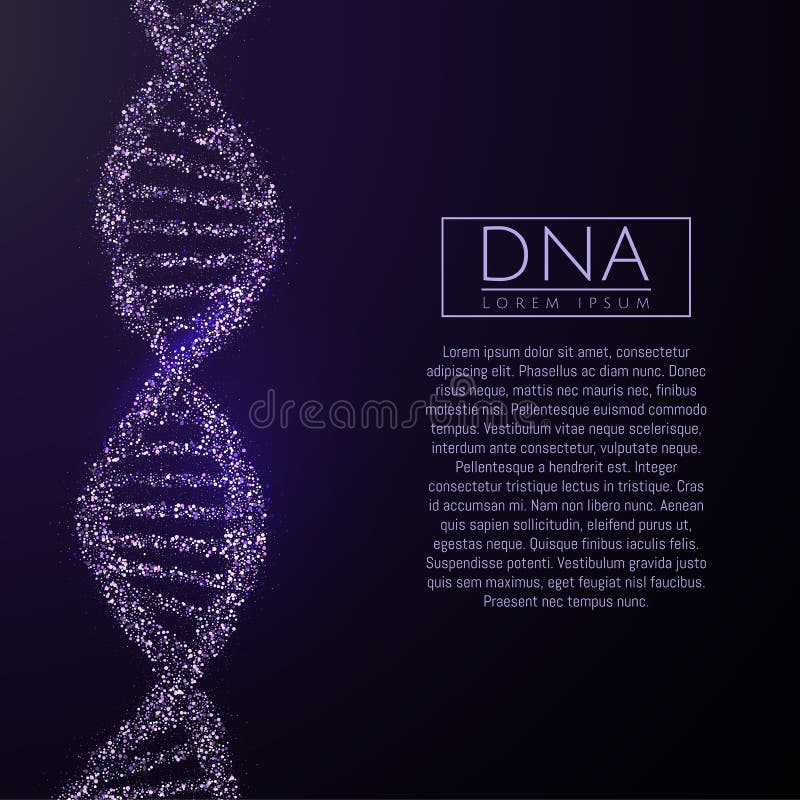 Purple DNA Sequence Glitter Shiny Vector Illustration. Science Molecule ...