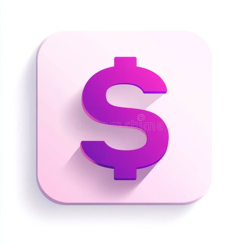 Purple Dollar Sign Icon on a White Background Stock Illustration ...